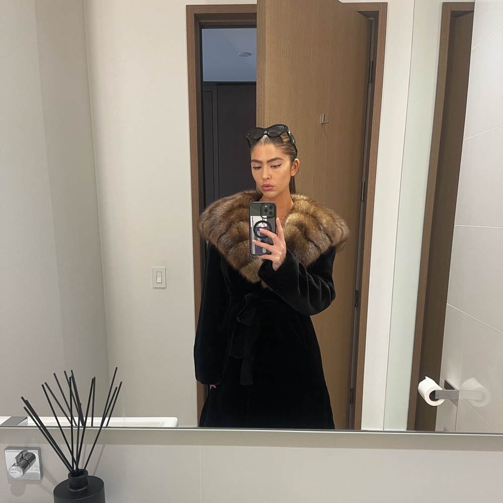 Sable Trimmed And Mink Floor Length Fur Coat - Gem